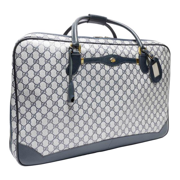 Gucci | Bags | Gucci Vintage Large Boston Bag Handbag Travel Unisex 97s 70s Gg Pattern Pig ...